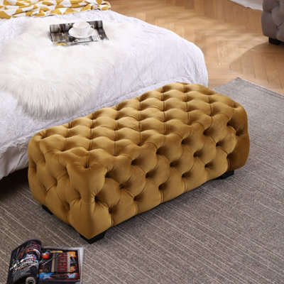PS Global Chester Footstool - (Mustard) | DIY at B&Q