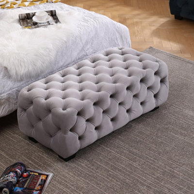 PS Global Chester Footstool - (Silver Grey) | DIY at B&Q