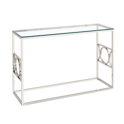 PS Global Madison Console Table 8mm Clear Tempered Glass Silver Stainless Steel (Silver) | DIY ...