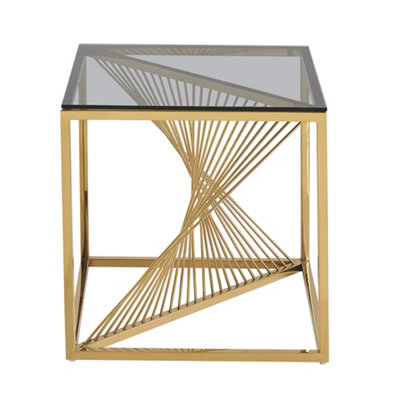 PS Global Square Gold End Table Multipurpose for Hallway, Kitchen and ...