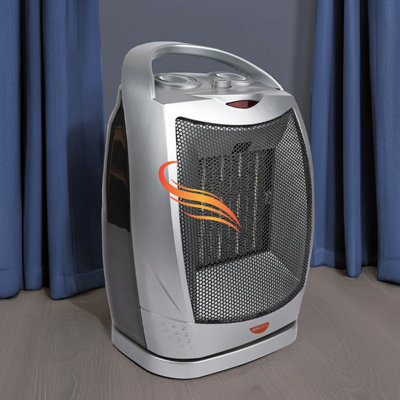 PTC Ceramic Heater Pack of 2 with Oscillating Fan, Thermostat & 750W ...