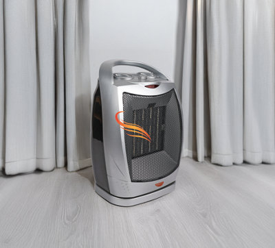 PTC Ceramic Oscillating Heater 1500W with Thermostat, Fan Mode & Safety ...