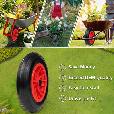 PU RED 14" REPLACEMENT PUNCTURE PROOF WHEELBARROW WHEEL 3.50-4.00/8 UK