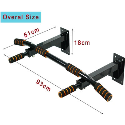 Pull Chin Up Bar Wall Mounted Home Gym Dips Upper Body Fitness Workout ...