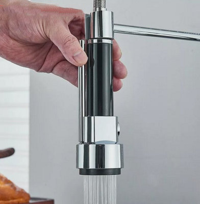 Pull-Down Kitchen Tap Chrome Finish Swivel Spout Mixer Tap Dual Spout ...