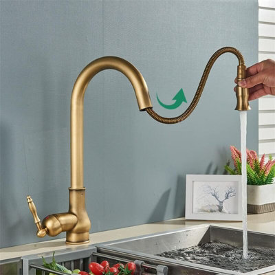 Pull out brass kitchen faucet kitchen faucets black faucets single hole ...
