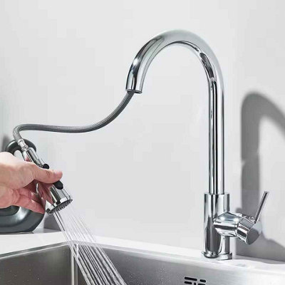 Pull Out Kitchen Mixer Tap, Deck Mounted Pull Out Spout, Single Lever ...