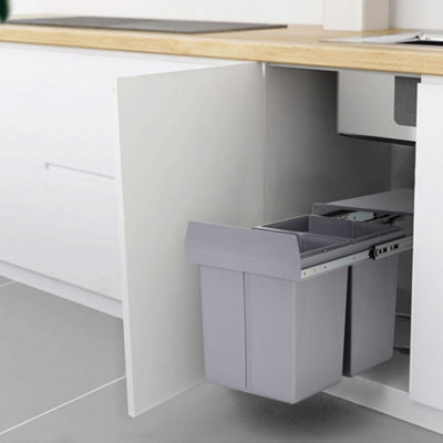 Pull Out Kitchen Recycling Bin, 2 x 20 L Built In Waste Containers with ...