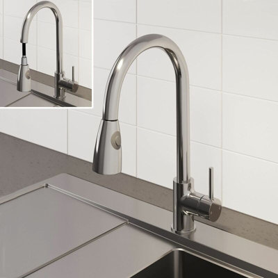 Pull Out Kitchen Tap Single Lever Modern Mono Sink Mixer Hot Cold ...