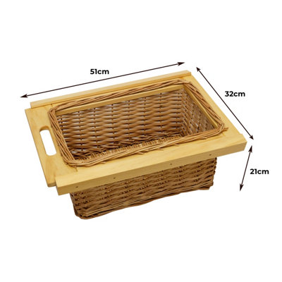 Pull out Wicker Basket Drawer 500mm Kitchen Storage Solution 100% ...