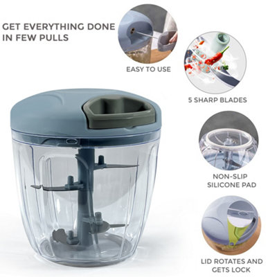 Pull String Hand Chopper Manual Food Processor To Slice Kitchen Tool 900ml
