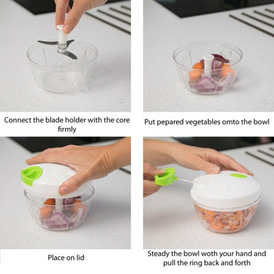Pull String Hand Chopper Manual Food Processor To Slice Vegetables Onions