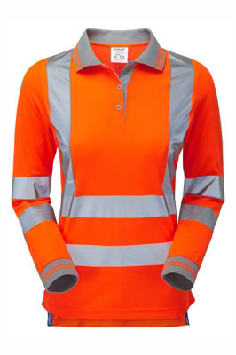 PULSAR High Visibility Rail Spec Ladies Long Sleeve Polo Shirt - Orange ...