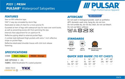 PULSAR High Visibility Rail Spec Waterproof Salopette