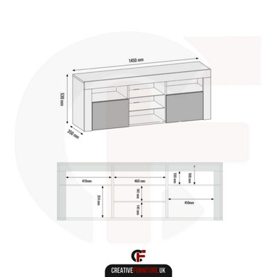 Pulse TV Unit 145cm - Oak & White Gloss Doors