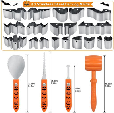 Pumpkin Carving Kit 24 PCS Halloween Pumpkin Carving Tools with Hammer ...