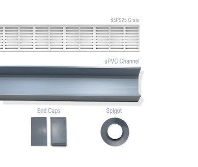 Punched Slot Grate Channel Drain 1500mm x 74mm x 42mm, 316 Stainless ...