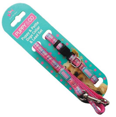 PupCo Nylon Puppy Set Tartan Pink 10mm X20-30cm