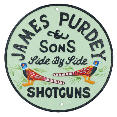 Purdey & Sons Round Cast Iron Sign Plaque Farm Wall Shop Shotguns ...