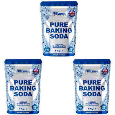 Pure Source Nutrition Baking Soda 3KG (1KG x 3 Bags) Multi Purpose Household Cleaner Sodium ...