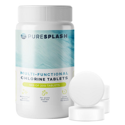 PURE SPLASH Multifunction 4 in 1 Chlorine Tablets Premium Chlorine ...