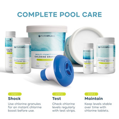 PURE SPLASH Multifunction 4 in 1 Chlorine Tablets Premium Chlorine ...