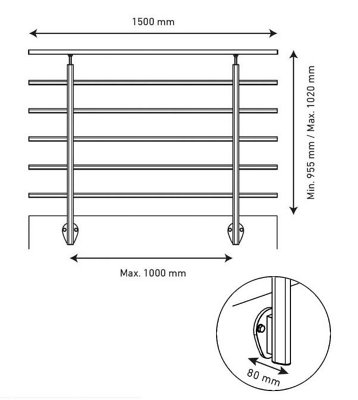 Pure Titanium Balustrade Kit 1.5m Wall Mounted