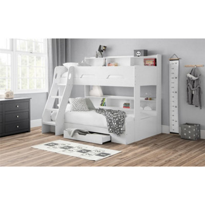 Pure White Triple Sleeper Book Case Bunk Bed - 2x 3ft (90cm) | DIY at B&Q