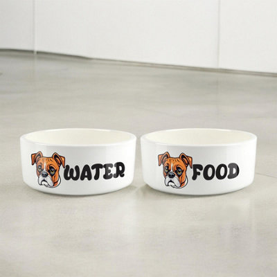 Purely Home Cartoon Boxer Food & Water Bowl Set