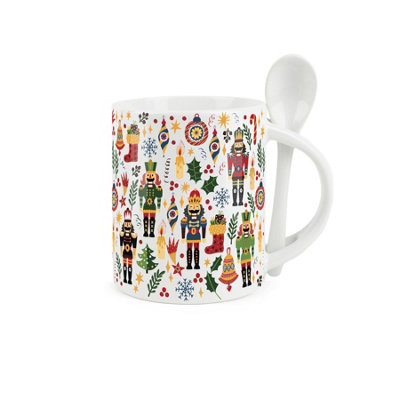 Purely Home Christmas Nutcracker Mug & Spoon Set - Ceramic Hot ...