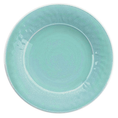 Purely Home Crackle Turquoise Melamine Dinner Plates - Set of 5