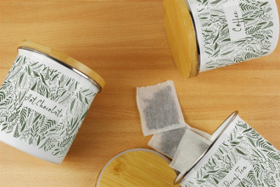Purely Home Green Leaves Range Tea Coffee Sugar Set Of 3 Storage ...