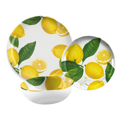 Purely Home Lemon Fresh 24 Piece Melamine Dinnerware Set for 8