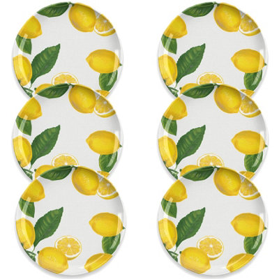 PURELY HOME LEMON FRESH MELAMINE DINNER PLATES - SET OF 6