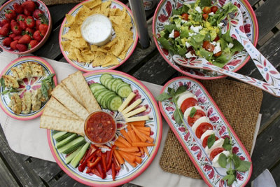 Purely Home Mediterranean Melamine Oval Bowl, Oval Tray, Round Platter ...
