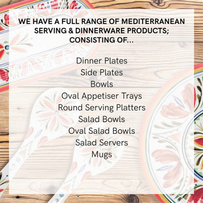 Purely Home Mediterranean Melamine Oval Bowl, Oval Tray, Round Platter ...