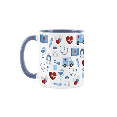 Purely Home Nurse Mug Fun Trades Gift - White and Blue Coffee/Tea ...