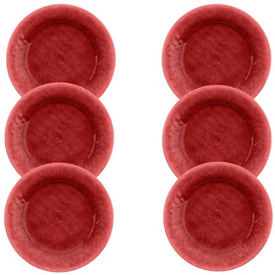 Purely Home Potters Reactive Glaze Red Melamine Dinner Plates - Set of 6