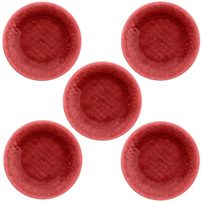 Purely Home Potters Reactive Glaze Red Melamine Side Plates - Set of 5