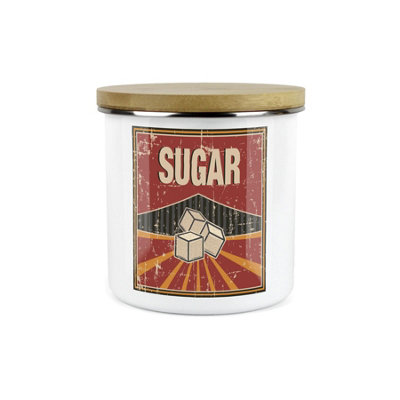 Purely Home Retro 1950s Style Sugar Canister - White Metal Enamel ...