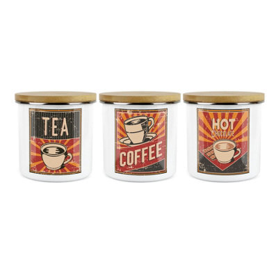 Purely Home - Retro - Tea, Coffee & Hot Chocolate Canisters - Kitchen ...