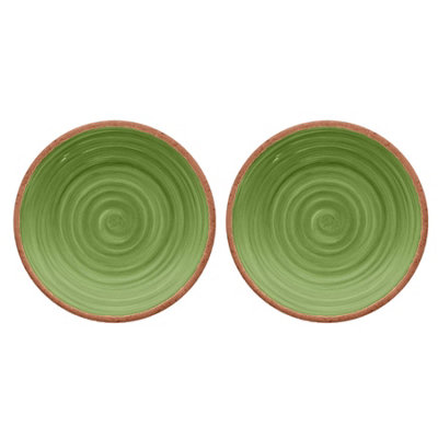 Purely Home Rustic Swirl Green Melamine Dinner Plates - Set of 2