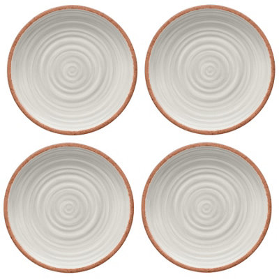 Purely Home Rustic Swirl Ivory Melamine Dinner Plates - Set of 4