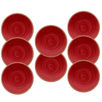 Purely Home Rustic Swirl Red Melamine Side/Salad Plates - Set of 8