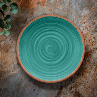 Purely Home Rustic Swirl Turquoise Melamine 18 Piece Outdoor Dinnerware ...