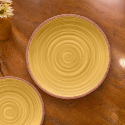 Purely Home Rustic Swirl Yellow Melamine 24 Piece Outdoor Dinnerware ...
