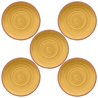 Purely Home Rustic Swirl Yellow Melamine Dinner Plates - Set of 5