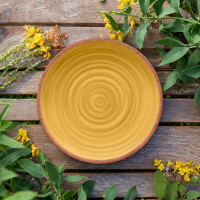 Purely Home Rustic Swirl Yellow Melamine Dinner Plates - Set of 5