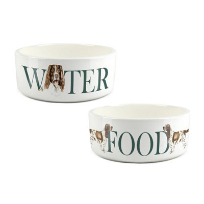 Purely Home Springer Spaniel Food & Water Bowl Set by Rhiannon Chauncey
