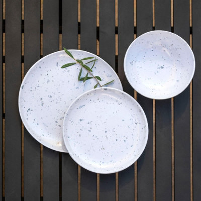 Purely Home Terrazzo Melamine 18 Piece Outdoor Dinnerware Set for 6